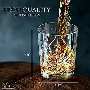 Whiskey Glasses Set of 4 With An Elegant Gift Box - 10 Oz Cocktail Glasses for Bourbon, Scotch, Cognac, Rocks Glasses Gift For Men, Old fashioned Crystal Whisky Glasses