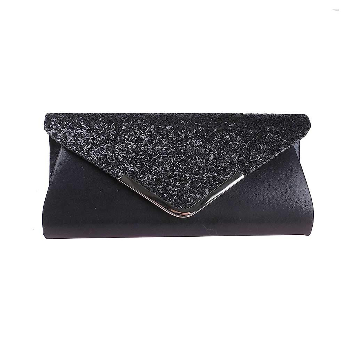 KALAIEN Envelope Clutch Purses for Women Glitter Evening Bag Handbags For Wedding and Party (Black)