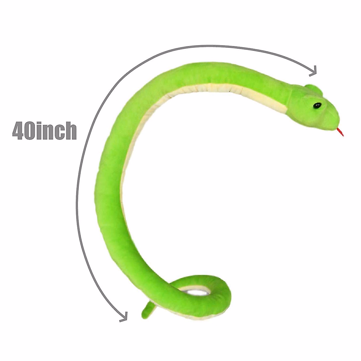 Ice King Bear Lifelike Green Snake Stuffed Animal - Plush Toy (Coiling)