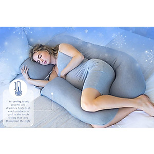 Pharmedoc Pregnancy Pillows, U-Shape Full Body Pillow – Cooling Cover Dark Grey – Pregnancy Pillows for Sleeping – Body Pillows for Adults, Maternity Pillow and Pregnancy Must Haves