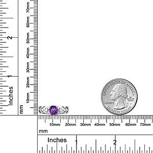 Gem Stone King 925 Sterling Silver Round 6MM Gemstone Birthstone Engagement Ring | Wedding Anniversary Promise Ring For Women | Available In Size 5, 6, 7, 8, 9