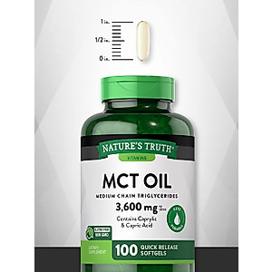 Nature's Truth MCT Oil Capsules | 100 Softgels | Keto Friendly Coconut Oil Pills | Non-GMO, Gluten Free