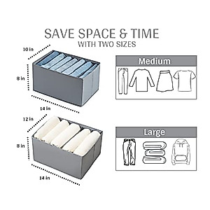 ZMVM – 2pk Closet Organizers and Storage – Foldable Clothes Organizer –Wardrobe Clothes Organizer with PP Board – Washable Clothes Organizer for Folded Clothes – 7 Grid Medium Pants Organizer (2pcs)