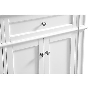 Elegant Kitchen and Bath 60 inch Double Bathroom Vanity Cabinet Set with White Marble Countertop - White