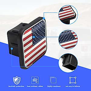 ZBGUN 2 Inch American Flag Trailer Hitch Cover Tow Hitch Covers Plug Cap Rubber Fits，for Toyota Jeep Chevrolet Ford Nissan Dodge Ram Porsche Range Rover Honda Ridgeline 2 Inch Hitch Receivers (Red)