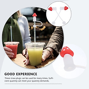 ABOOFAN 2pcs Silicone Straw Caps Mushroom Straw Tip Plugs Reusable Straw Tip Covers Cute Straw Topper Leak-proof Straw Caps for 6-8mm Straws Party Supplies