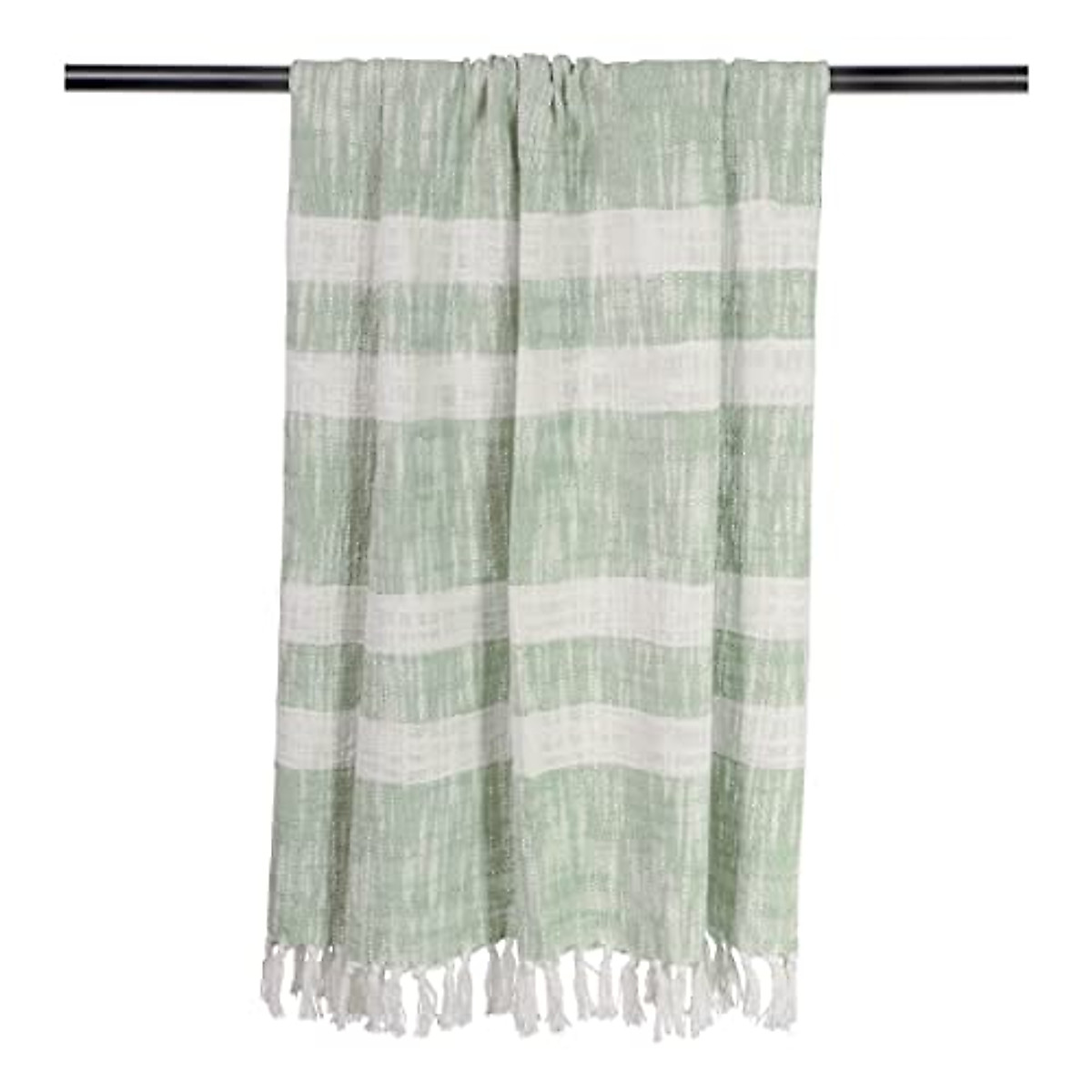 DII Mid-Century Modern Slub Stripe Woven Throw, Mint, 50x60