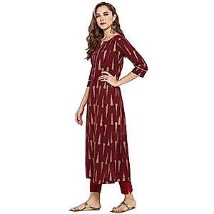 Janasya Indian Women's Tunic Tops Cotton Kurti for Women(JNE3030-KR-XXXL) Red