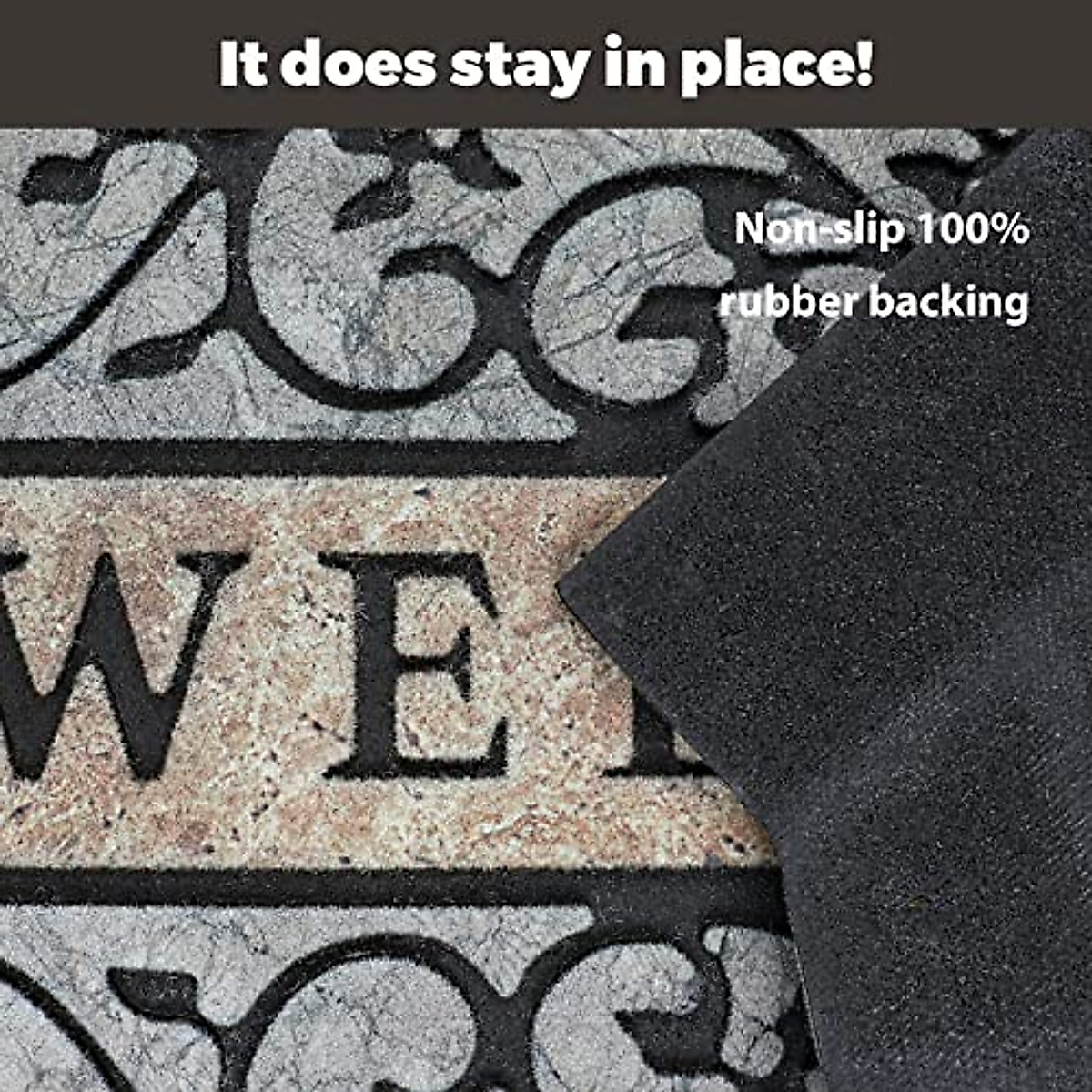 MTOUOCK New Large 36"x24" Heavy Duty Welcome Mat Outdoor with Non-Slip Rubber Backing - Durable Outdoor Door Mat for Front Door Entrance, Garage, Patio & High Traffic Areas - Stone Scroll Design