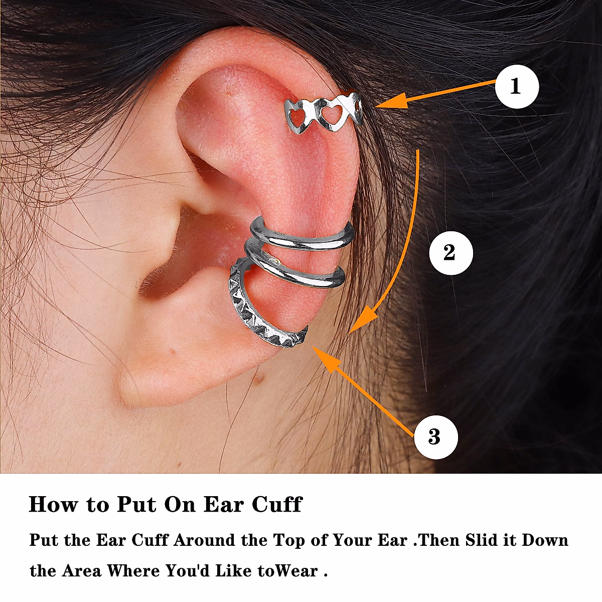 BESTEEL 16 Pcs Ear Cuff Earrings Set for Women Cuff Chain Earrings Helix Cartilage Cuff Earring Non Piercing Earring Pack Silver