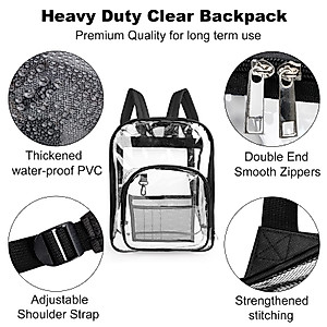 Heavy Duty Clear Backpack 4PCS Clear Bookbags Clear Backpack Stadium Approved with Storage Bags Transparent Backpack for Students Adults See Through Backpack for Security Stadium School Travel Work