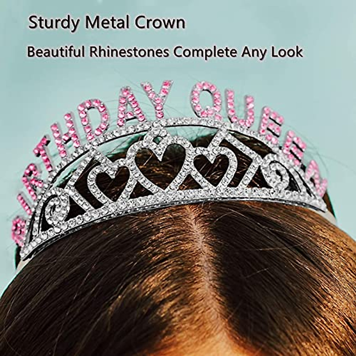 Birthday Sash Crown for Women Crystal Birthday Tiara and Crowns Premium Rhinestone Headband with Combs Birthday Outfits for Women Girls