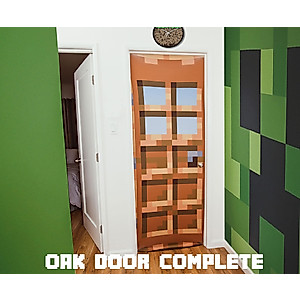 Ukonic Minecraft Oakdoor Fabric Door Cling | 34 x 82 Inches