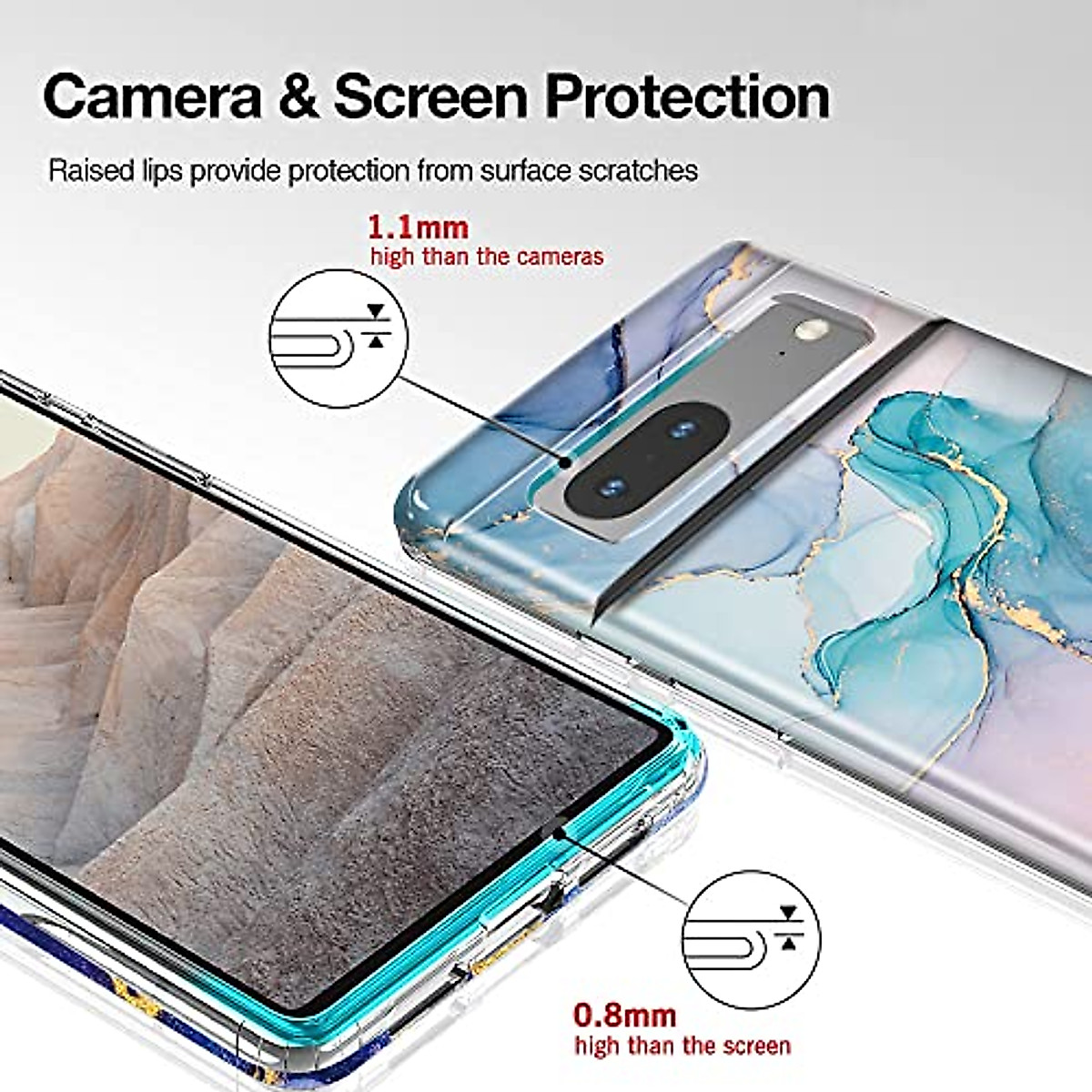 luolnh Pixel 7 Case,Google Pixel 7 Marble Glitter Brilliant Cute Design Soft Silicone Rubber TPU Bumper Cover Phone Case for Google Pixel 7 6.3 Inch(2022)-Green&Purple