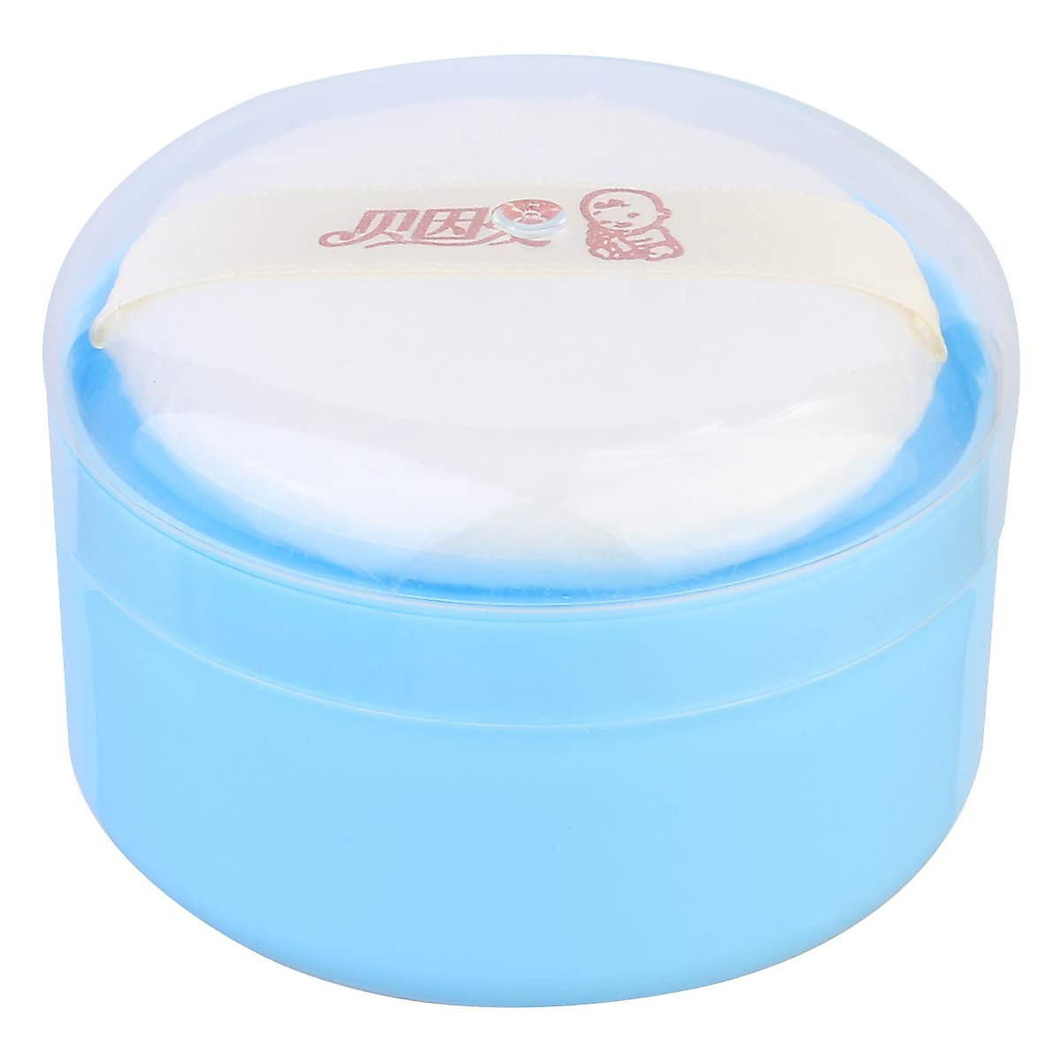LEORX 1 Set Baby After-Bath Puff Box Portable Empty Body Powder Container Dispenser Case with Sifter and Powder Puffs for Home Travel Use (Blue)