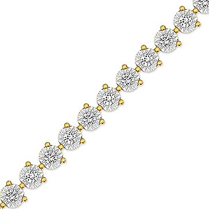 Beyond Brilliance Miracle Plated 1.00 Carat Martini Round Cut Natural Diamond Tennis Bracelet (J, I3) in Yellow Gold-plated Sterling Silver | Fine Jewelry for Women | Gift Box Included