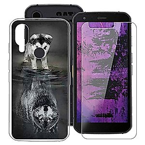 HHUAN Case for CAT S62 (5.70 Inch) with Tempered Glass Screen Protector, Clear Soft Silicone Protective Cover Bumper Shockproof Phone Case for CAT S62 - WMA27