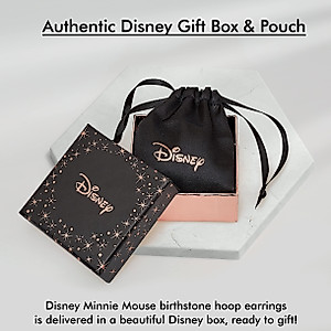 Disney Jewelry for Women Minnie Mouse Sterling Silver Cubic Zirconia Hoop Earrings, April Birthstone
