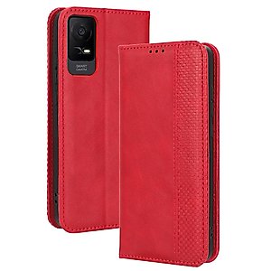Tznzxm for TCL ION V Case,TCL ION X T607DL Wallet Case,PU Leather Flip Book Style Cover with Kickstand Card Holder Slots Protective Magnetic Phone Case for TCL ION V/TCL ION X T607DL Red