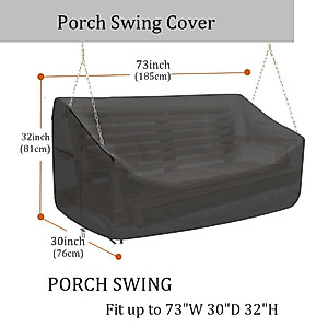 Porch Swing Cover 73 Inch Water-Resistant 600D Oxford Hanging Outdoor Swing Cover All Weather Protected Swing Covers for Outdoor Furniture (73x28x(35-28) Inch (Black))