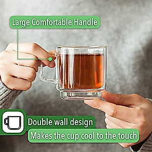BTaT- Stackable Espresso Cups, Demitasse Cups, Set of 4 (5.0 oz, 150 ml), Glass Coffee Mugs, Double Wall Glass Cups, Clear Coffee Cup, Tea Glass, Espresso Glass, Glass Tea Cups, Mother's Day Gift