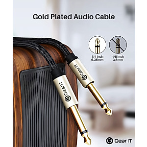 GearIT Guitar Instrument Cable (6ft 2-Pack) 1/4 Inch to 1/4 inch TS Straight Male to Male 6.35mm Mono Jack with Alloy Connector and Nylon Braid