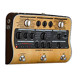 Zoom AC-3 Acoustic Creator, Acoustic DI with Tone Restoration, Acoustic Modeling, 9 effects, Compression, Tuner, Reverb, EQ, and Anti-Feedback
