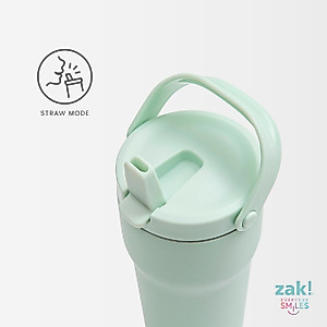 Zak Designs Sutton Travel Tumbler for On the Go, 30oz Stainless Steel with Vacuum Insulation, Straw Spout, Carry Handle for Cold Drinks (Vanilla Yellow)