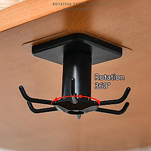 Nmgkokew 2Pcs 360 ° Rotating Kitchen Utility Hooks,Under Cabinet Kitchen Hooks for Utensils,Adhesive Kitchen Utensils Hanging Hooks for Kitchen Utensils/Tools/Towel/Knife(Black).