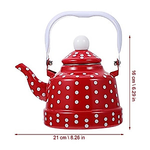 HEMOTON Kettle Stovetop Enameled Teapot Chinese Style Heating Water Kettle with Handle Large Capacity Hot Water Kettle Kitchen Teapot for Stovetop Induction Cooker （ Red ） Red Tea Kettle