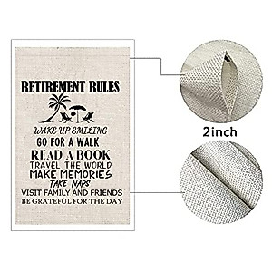 POFULL Retirement Rules Garden Flag Retirement Yard Sign Retired Nurse Teacher Coworker (Retirement Rules Flag)