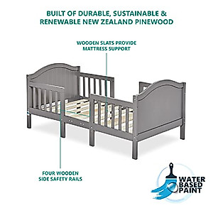 Dream On Me Portland 3 In 1 Convertible Toddler Bed in Steel Grey, Greenguard Gold Certified, JPMA Certified, Low To Floor Design, Non-Toxic Finish, Pinewood