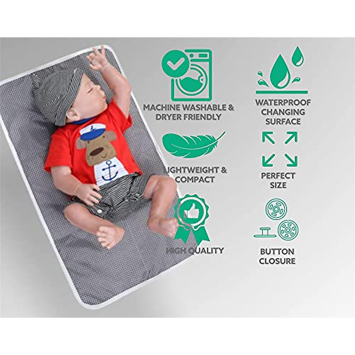 Portable Diaper Changing Pad - Waterproof Foldable Baby Changing Mat - Travel Diaper Change Mat - Lightweight Changing Pads for Baby - Baby Changer (Blue Animal), (BCP)