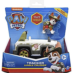 Paw Patrol, Tracker’s Jungle Cruiser Vehicle with Collectible Figure, for Kids Aged 3 and up