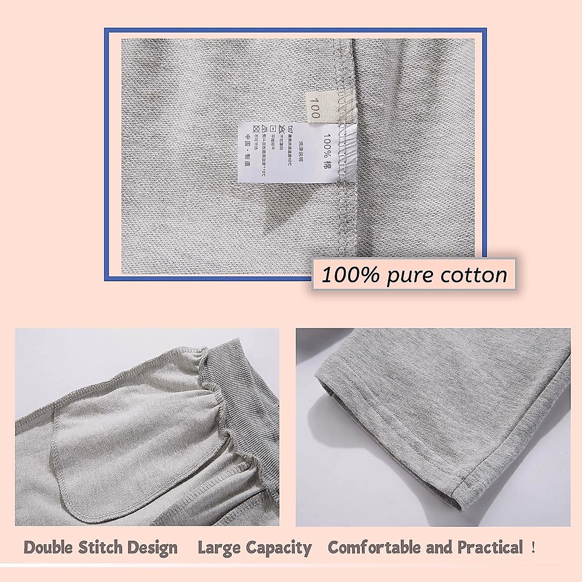 HZXVic Toddler Baby Boys Shorts, Summer Cotton Shorts for Kids Girls, 3 Pack Childrens Jogger Pants（Light Dark gray-3T）