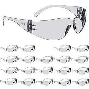 3M Safety Glasses, Virtua, ANSI Z87, 20 Pairs, Indoor/Outdoor Clear Hard Coat Lens, Clear Frame