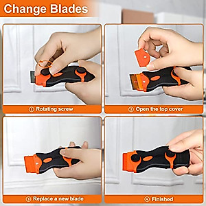 THINKWORK Razor Blade Scraper - 2Pcs Razor Scraper Set with 20Pcs Razor Blades, 2-in-1 Scraper Tool for Removing Labels, Decals, Stickers, Paint, Caulk, Adhesive
