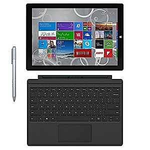 Microsoft Surface Pro 3 Tablet (12-inch, 128 GB, Intel Core i5, Windows 10) + Microsoft Surface Type Cover (Renewed)