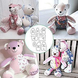 Memory Bear Template Ruler Set with Instructions, Memory Bear Sewing Patterns Template, Acrylic Quilting Template Cutting Set for Sewing Bear Pattern Template Home Sewing Art Craft (10 PCS (12 inch))