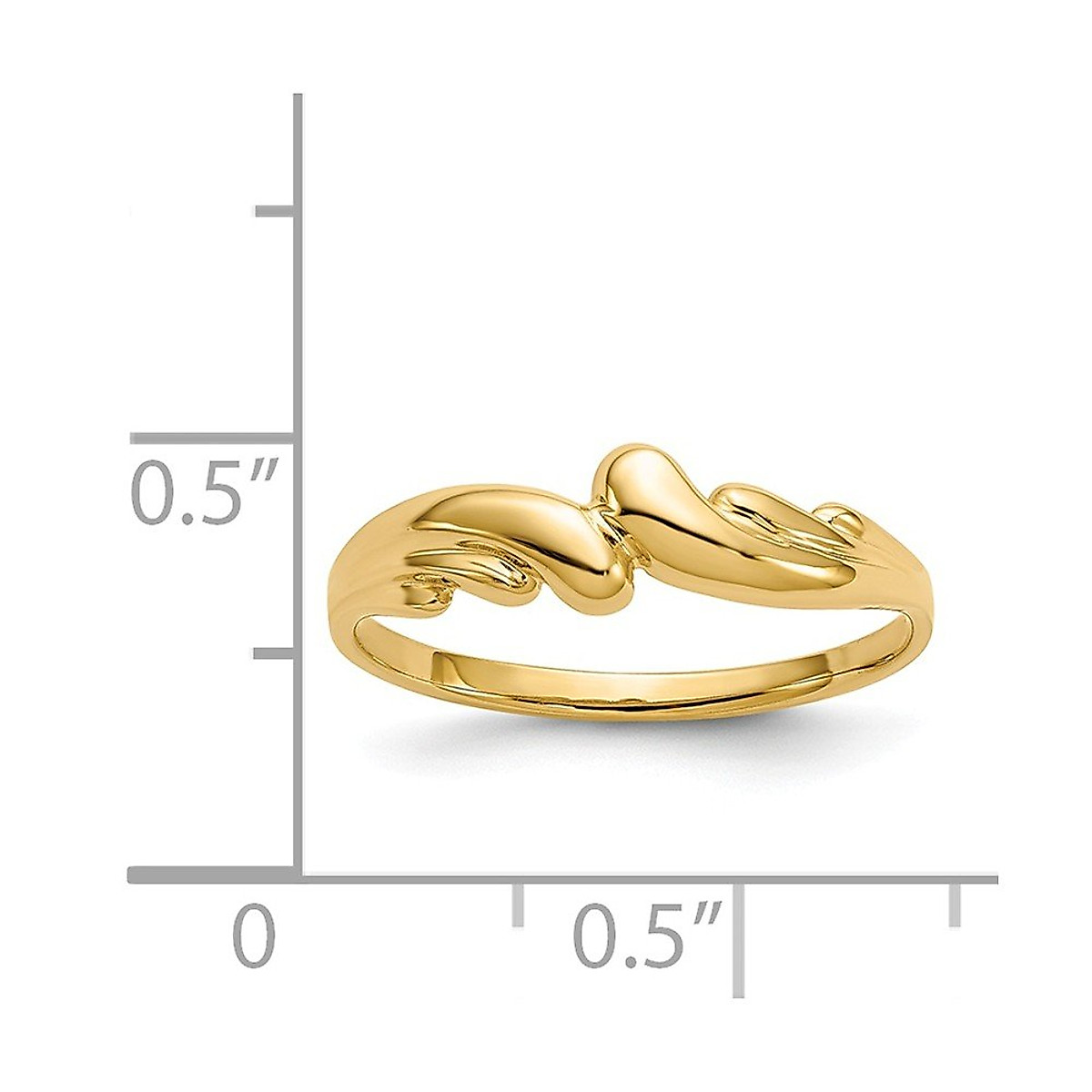 Size - 9 - Solid 14k Yellow Gold Polished Swirl Dome Ring (1 to 6 mm)