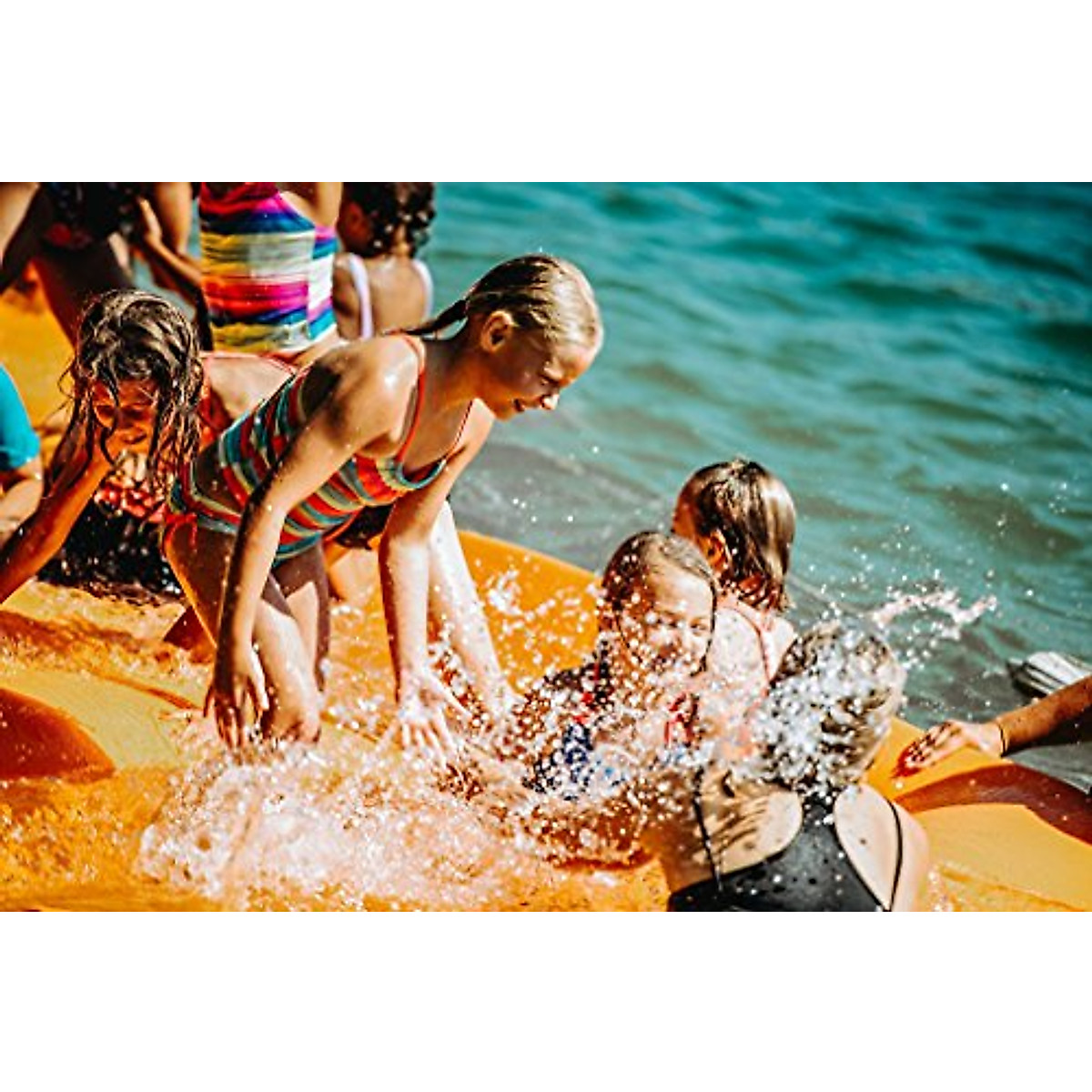 Rubber Dockie RD18OGT2 Floating Pad Foam Water Mat – 18 ft. x 6 ft., Green/Orange