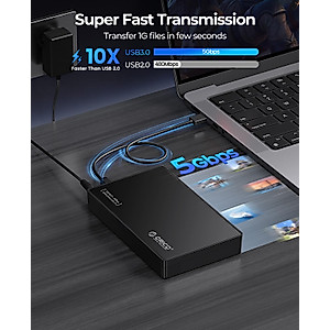 ORICO USB 3.0 External Hard Drive Enclosure for 3.5/2.5 Inch SATA Hard Drives/SSD Up to 20 TB, 3.5'' Tool-Free HDD Enclosure with 12V/2A Power Supply and UASP Acceleration (3588US3)
