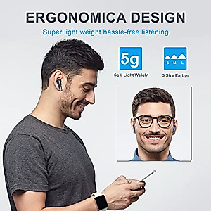 layajia Wireless Earbuds, Bluetooth 5.1 Air Mics Built-in Noise Cancelling, IPX7 Waterproof, Touch Control, USB-C Fast Charge, Deep Bass, in-Ear Headphones, 20H Playtime for iPhone/Android