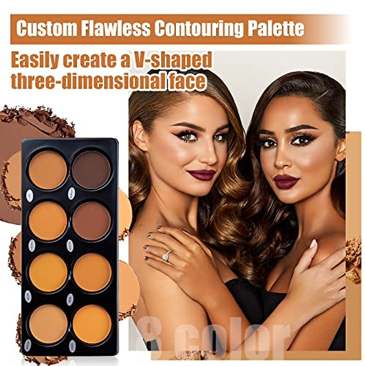 Beteligir 8 Color Powder Contour Palette, Matte Contouring Makeup Kit, Cosmetics Contour and Highlighting Powder Foundation Palette, Contour & Bronzer, Light to Medium, Vegan & Cruelty-Free (01)