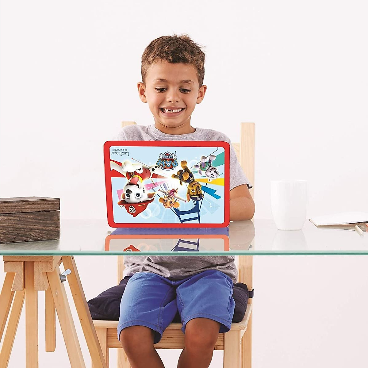 LEXIBOOK JC598PAi1 Paw Patrol - Educational and Bilingual Laptop French/English - Toy for Child Kid (Boys & Girls) 124 Activities, Learn Play Games and Music with Chase Marshall - Red/Blue