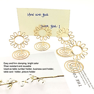 Wire Table Picture Photo Holder,20Pcs Sunflower Place Table Place Card Holder Clip Name Card Holders Picture Photo Holder for Weddings Anniversary Party(Gold)