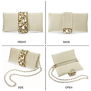 Aheli Indian Potli Bags Gift for Women Evening Bag Clutch Ethnic Bride Purse with Drawstring Cream & Gold Toned Embellished