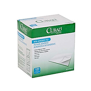 Curad Sterile Non-Adherent Pads for gentle wound dressing and absorption without sticking, 100 Count (Pack of 1)