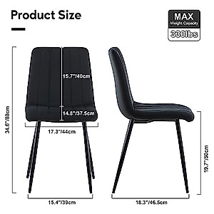 CLIPOP Dining Chairs Set of 2, Black Dining Chairs with Velvet Upholstered Seat Backrest, Metal Leg, Armless Kitchen Chairs, Leisure Parson Chair for Living Room, sillas de comedor