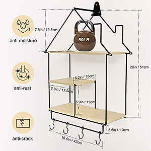 Allinside Floating Shelves Kids Bookshelf Wall Mounted, 3 Tier Hanging Bookshelf Wall Storage Shelves Geometric Home Decor Shelves for Baby Teen Boys Girls Bedroom Bathroom Toy and Decor Storage